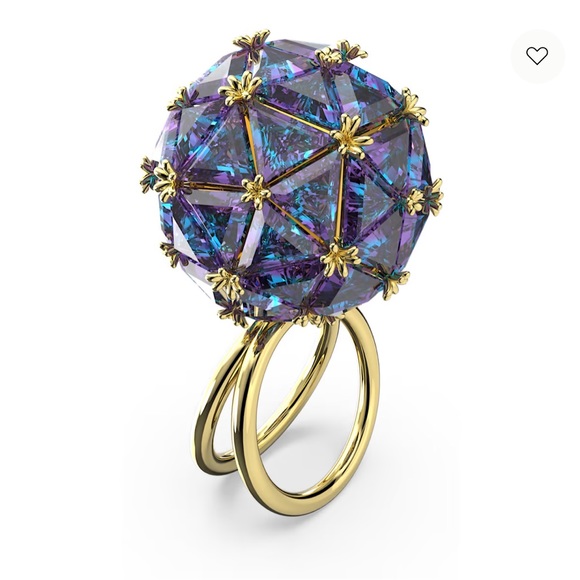 Swarovski | Jewelry | Swarovski Curiosa Cocktail Ring Triangle Cut Blue Goldtone Plated | Poshmark